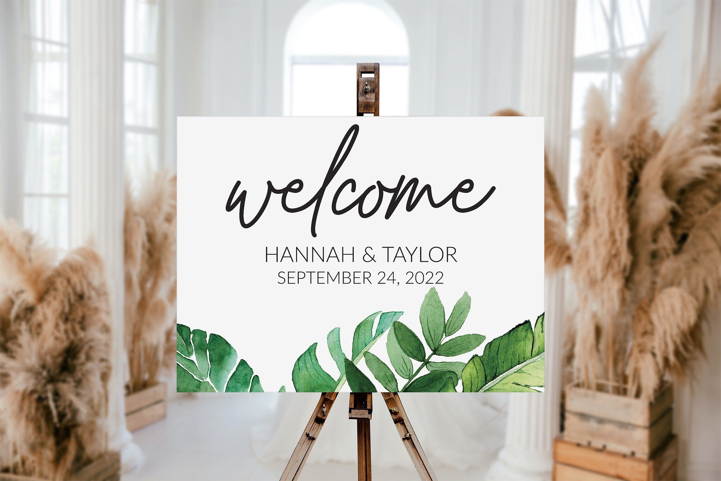 Palm Leaf Welcome Sign – Color and Etch